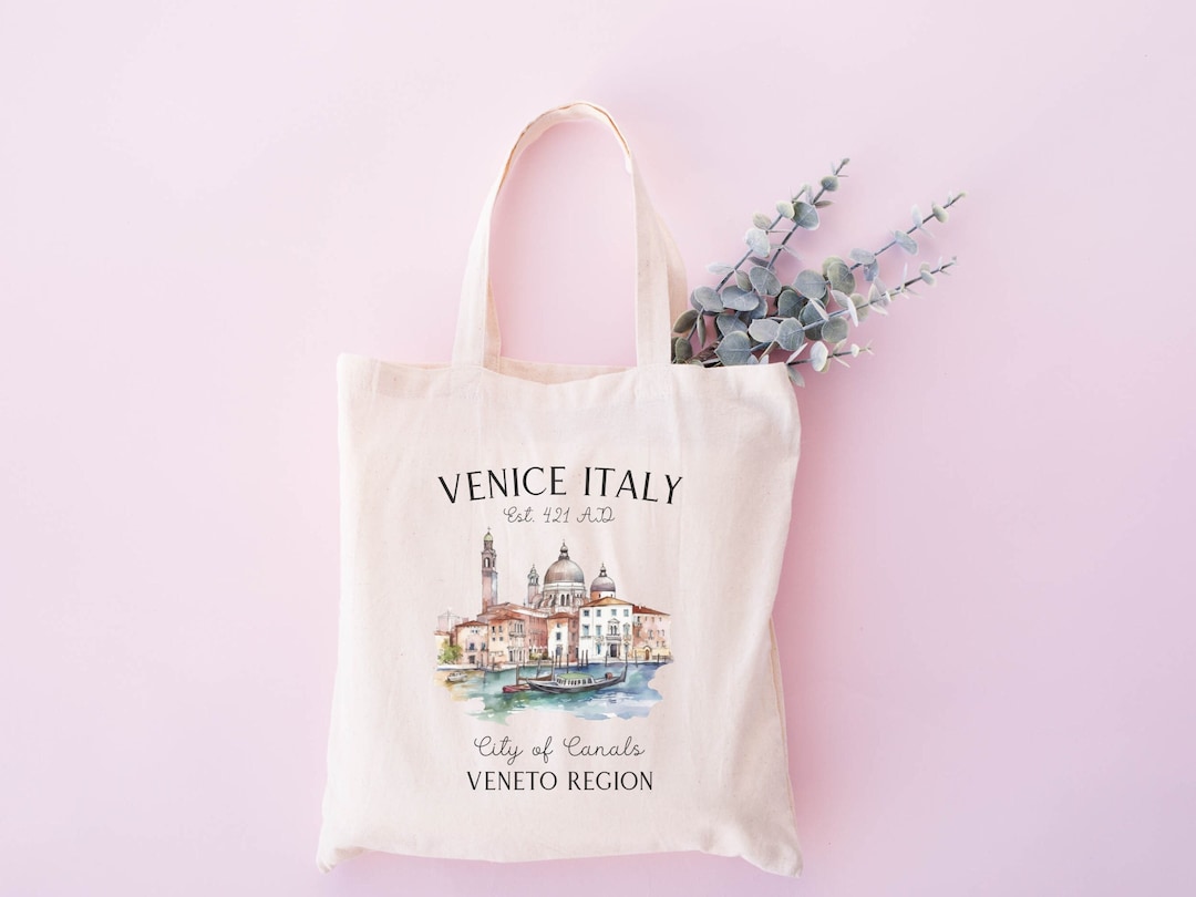 Venice Tote, Cotton Canvas, Venice Italy Bag, Cute Italia Vintage Style ...