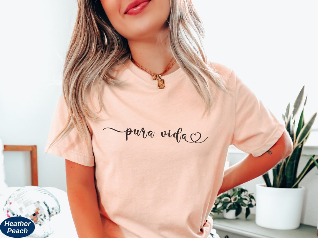 Pura Vida Shirt • Cursive Font • Minimalist T-shirt • Gift for Tica ...