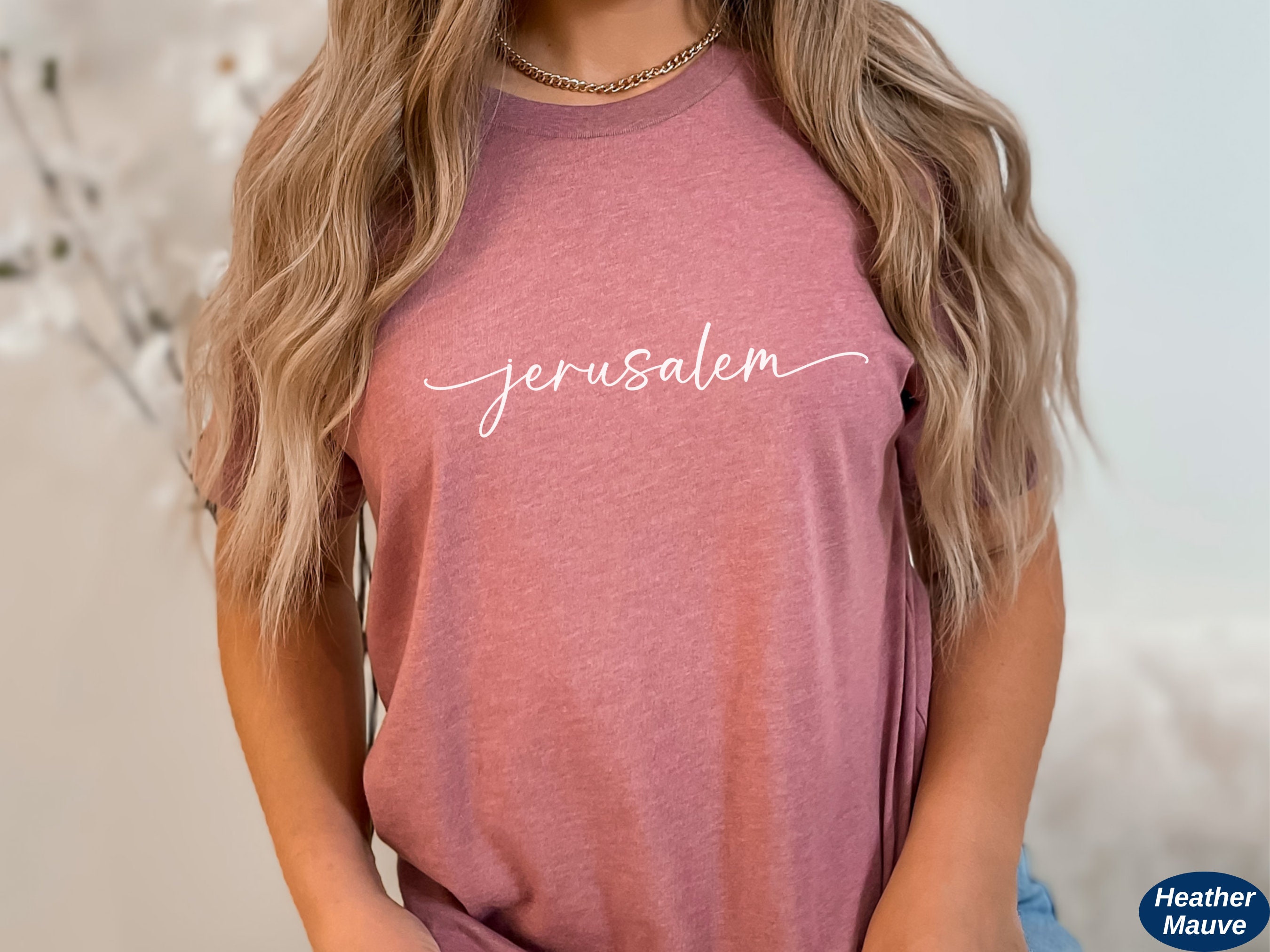 Cute Jerusalem Shirt Cursive Script With Swirls Minimalist Israel T ...