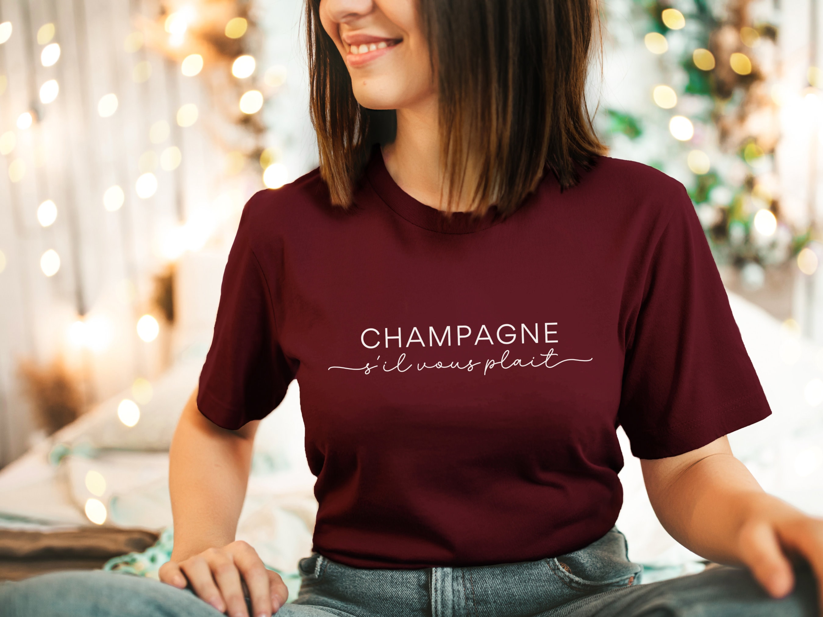 Champagne Please Shirt French Tshirt Minimalist Oversized Tee for Woman ...