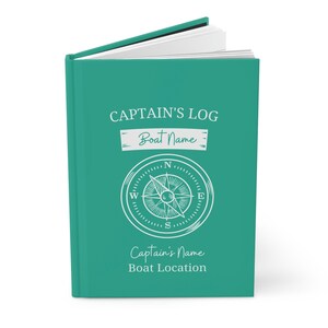 Personalized Captains Log Book • Custom Boat Notebook • Hardcover ...