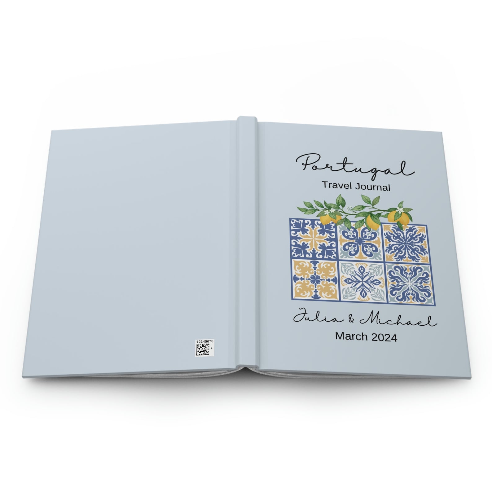 Custom Portugal Travel Journal Vacation Notebook Lemon Mediterranean ...