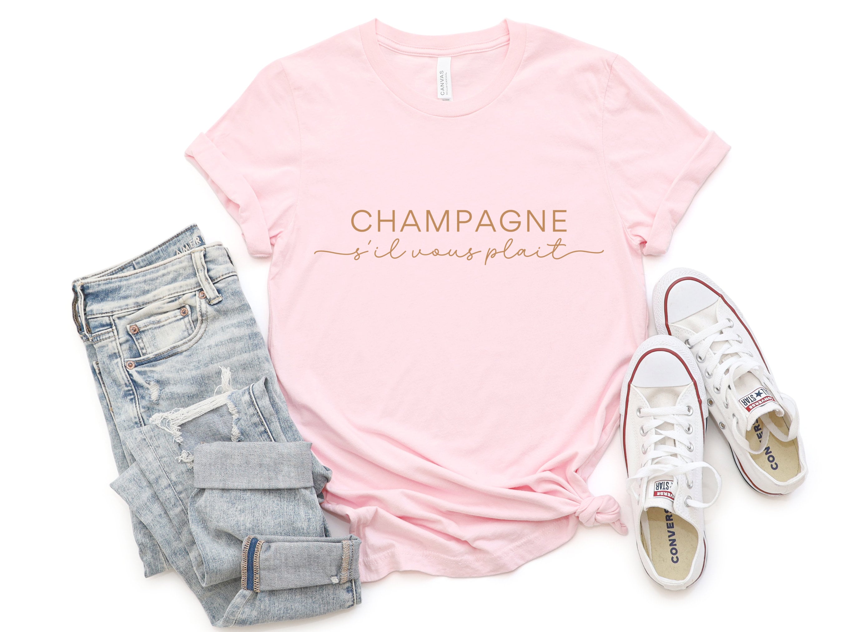 Champagne Please Shirt French Tshirt Minimalist Oversized Tee for Woman ...