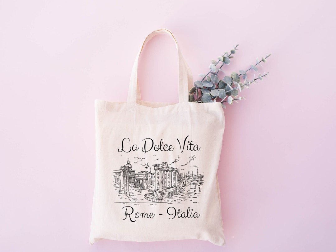 Rome Bag • Cotton Canvas Tote Bag • Italian Vintage Style • Roman Forum ...