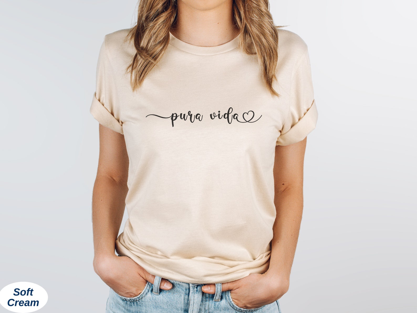 Pura Vida Shirt Cursive Font Minimalist T-shirt Gift for Tica Costa ...