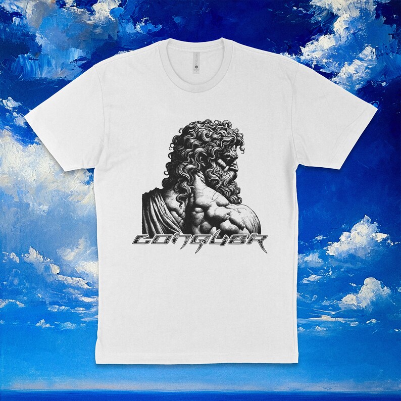 Vintage Zeus 90s Graphic Shirt, Greek God Mythology Tee, Conquer Hand ...