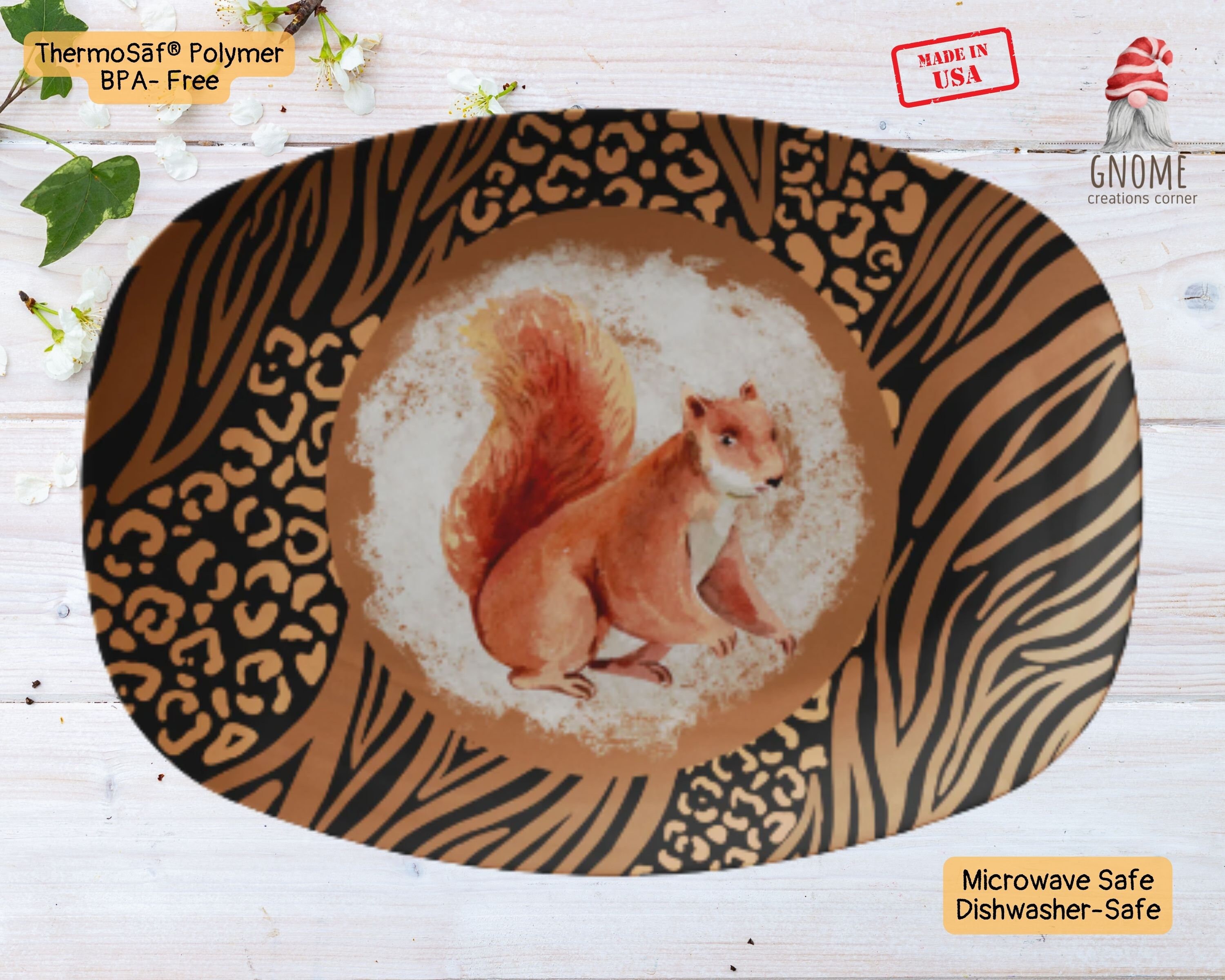 10" Cute Squirrel Plate | Safari Dinner Plate | Home Gift Party Plate ...
