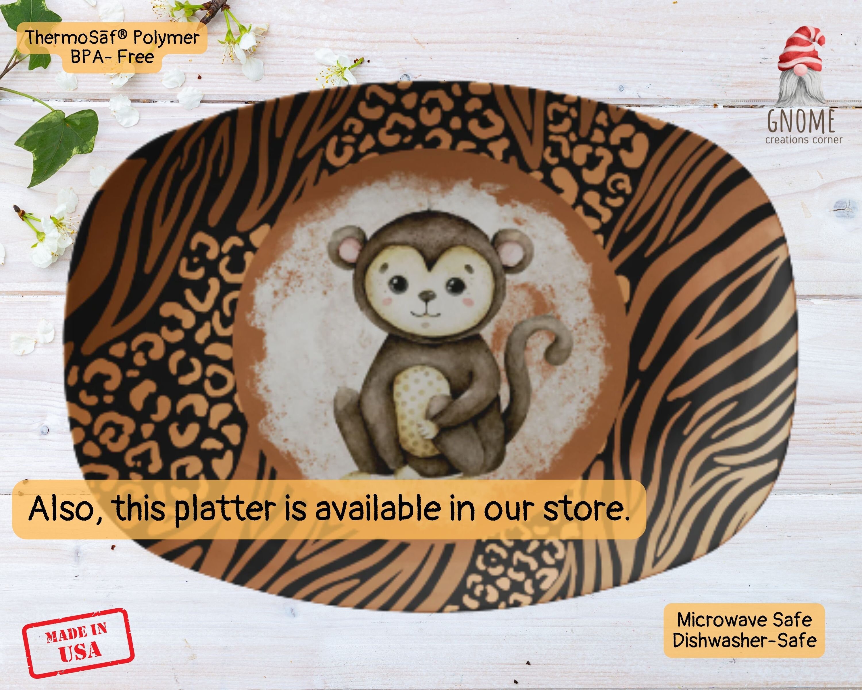 10 Cute Monkey Plate Safari Dinner Plate Home Gift Safari Party Plate ...