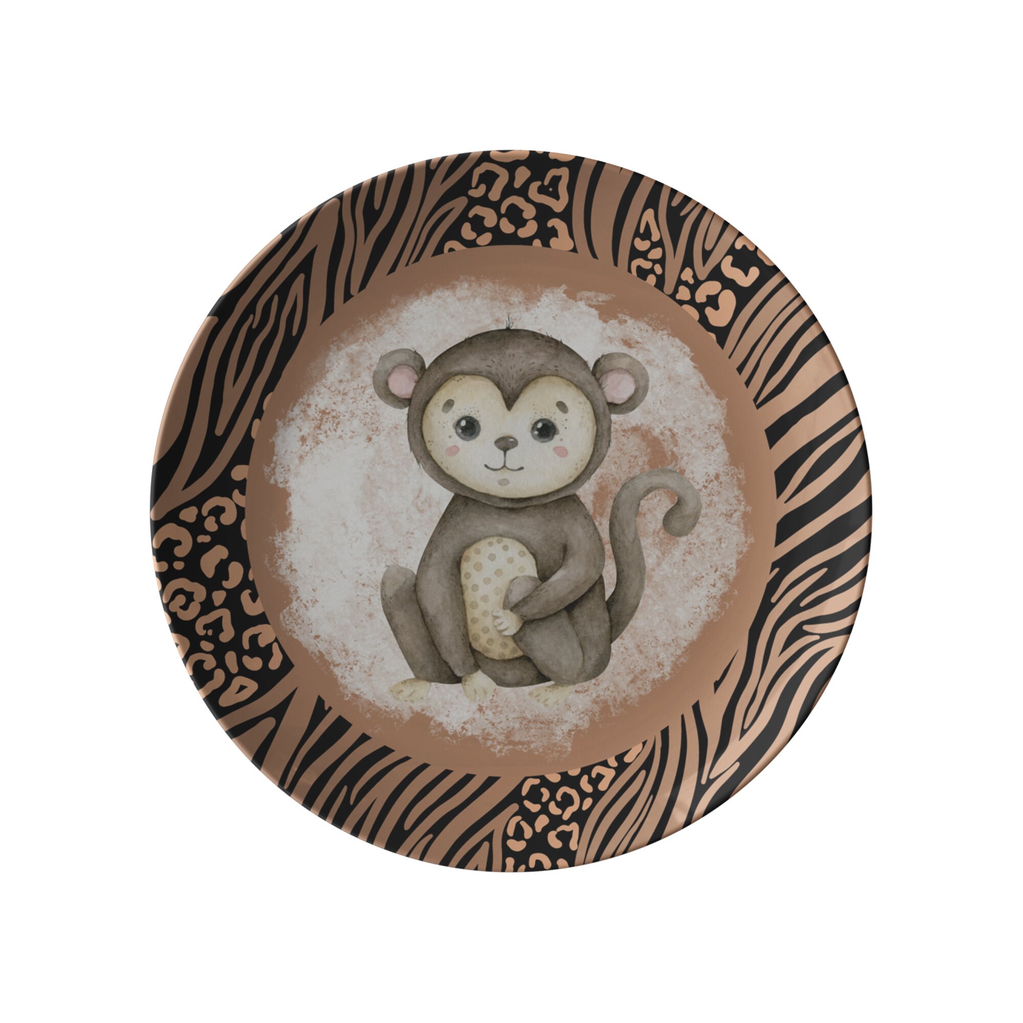 10" Cute Monkey Plate | Safari Dinner Plate | Home Gift Safari Party ...