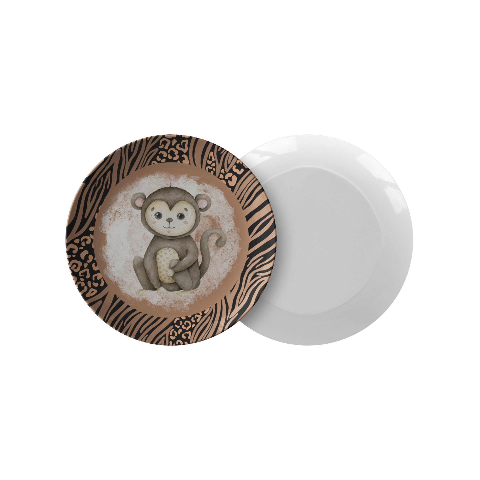 10" Cute Monkey Plate | Safari Dinner Plate | Home Gift Safari Party Plate | Outdoor Dinnerware ...