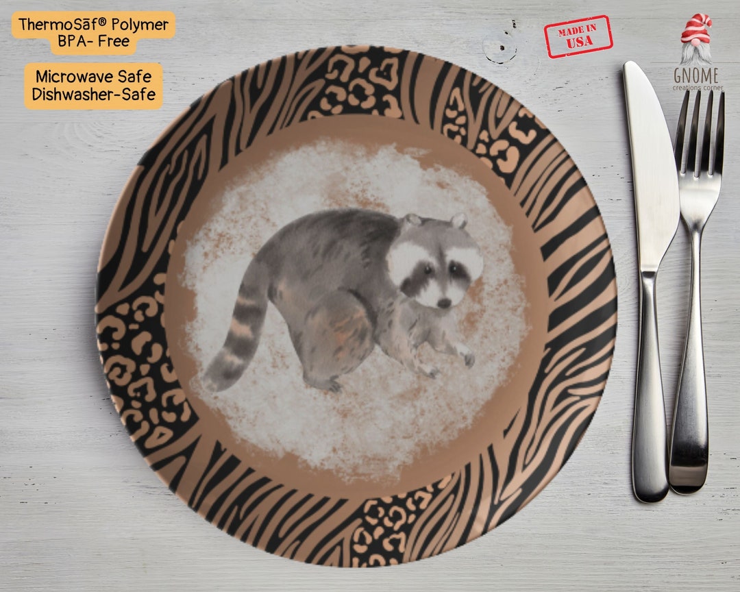 10" Racoon Plate | Safari Dinner Plate | Home Gift Party Plate ...