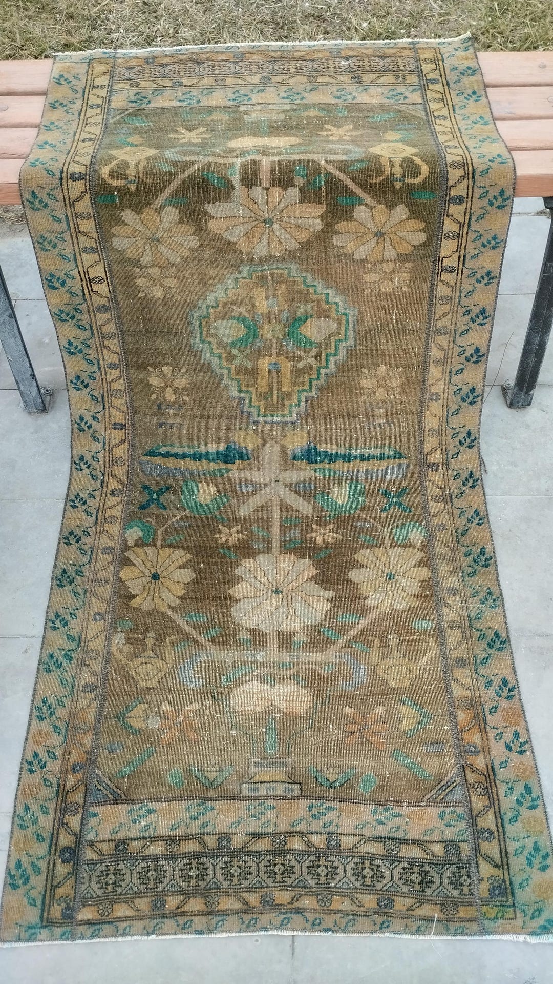 3x6 Faded Rug, Vintage Rug, Patchwork Rug, Bedroom Kitchen Bathroom Rug ...