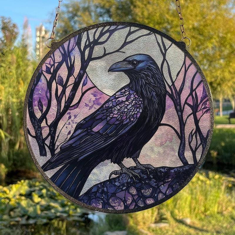 Stained Glass Raven - Etsy