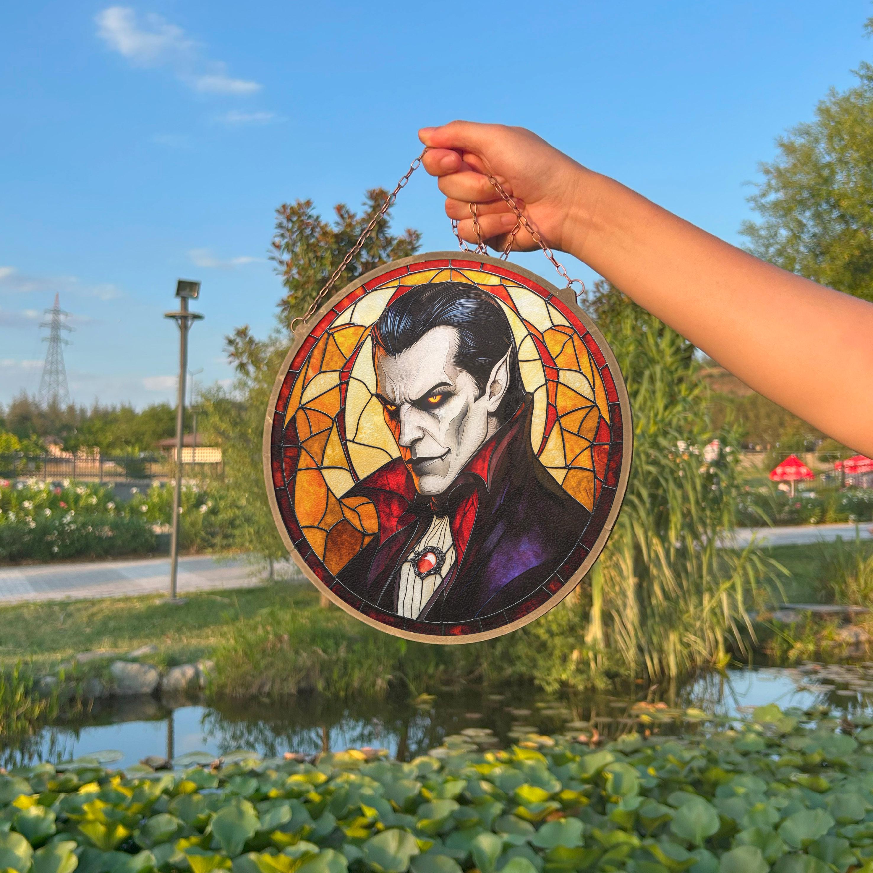 Vampire Dracula Painted Stained Glass Suncatcher, Window Hanging Decor ...