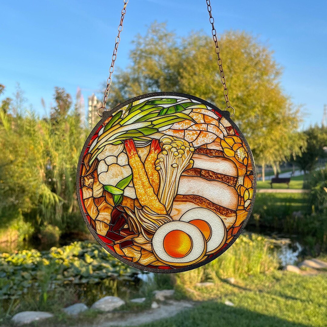 Ramen Stained Glass, Window Hanging Decor, Kitchen Suncatcher Decor ...