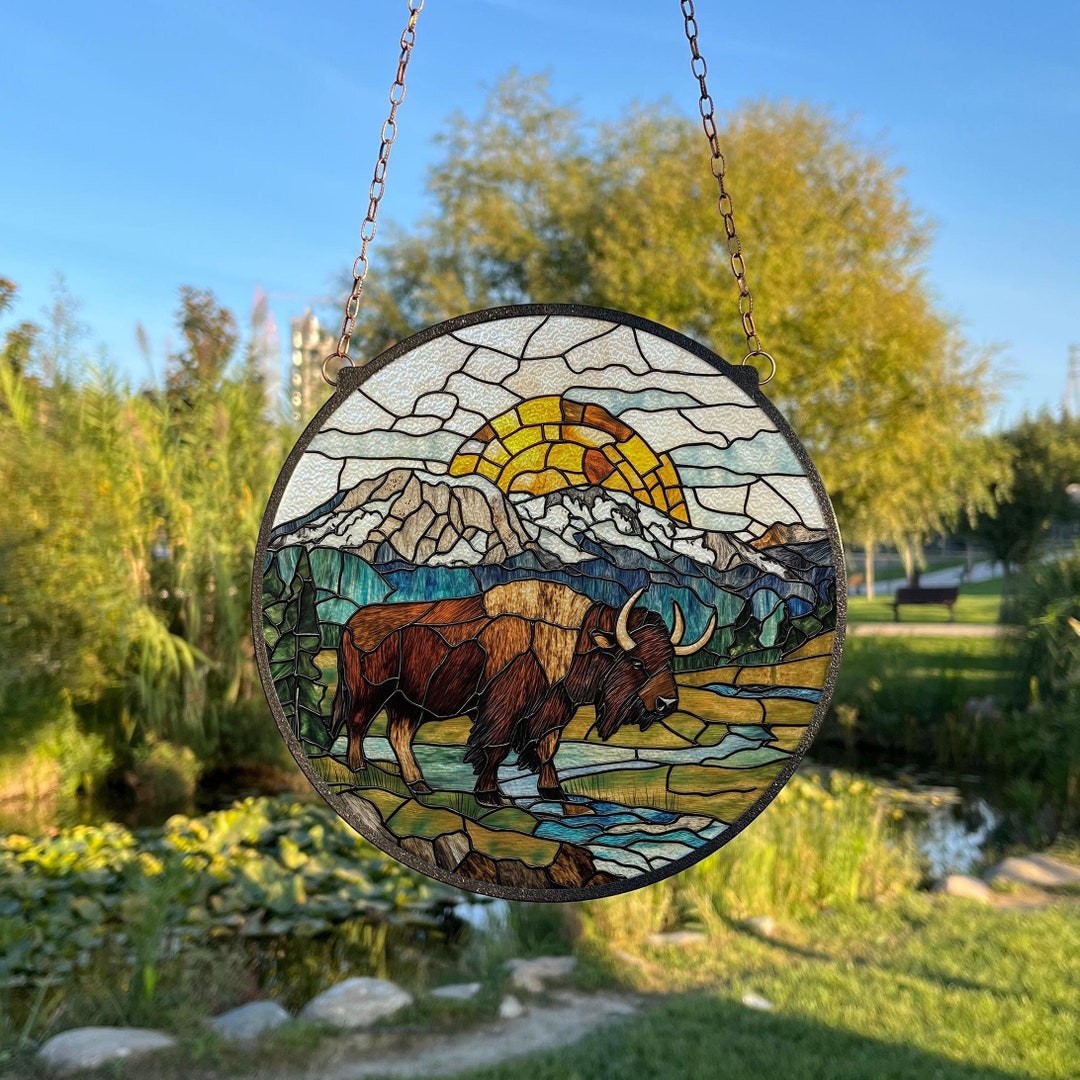 Yellowstone National Park Painted Stained Glass Suncatcher, Window ...