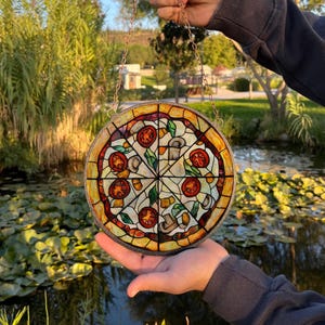 Pizza Stained Glass, Window Hanging Decor, Kitchen Suncatcher Decor ...