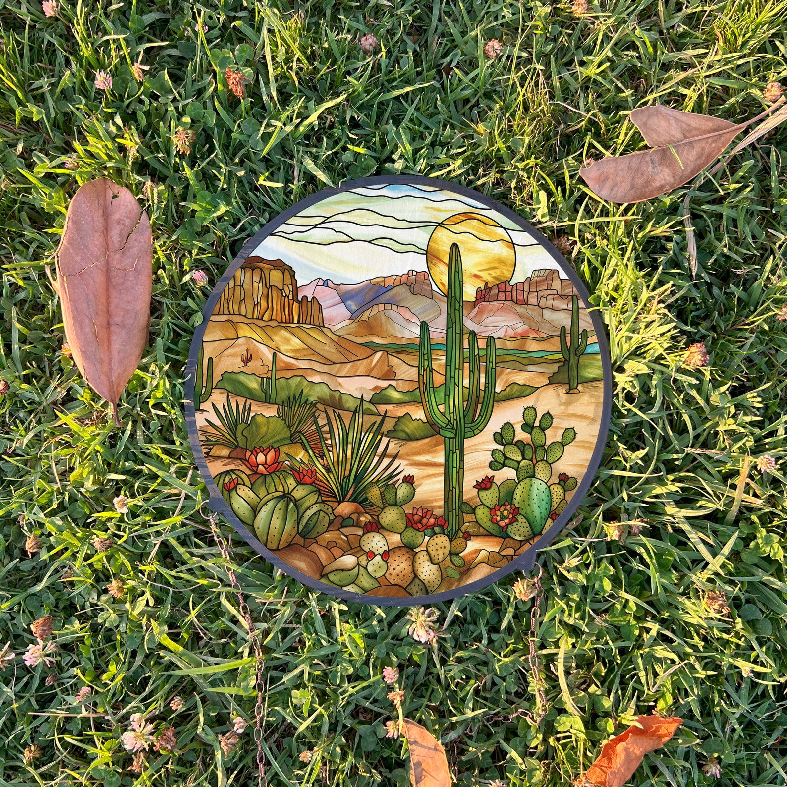 Cactus Stained Glass Suncatcher, Desert Window Decor, Western Art - Etsy