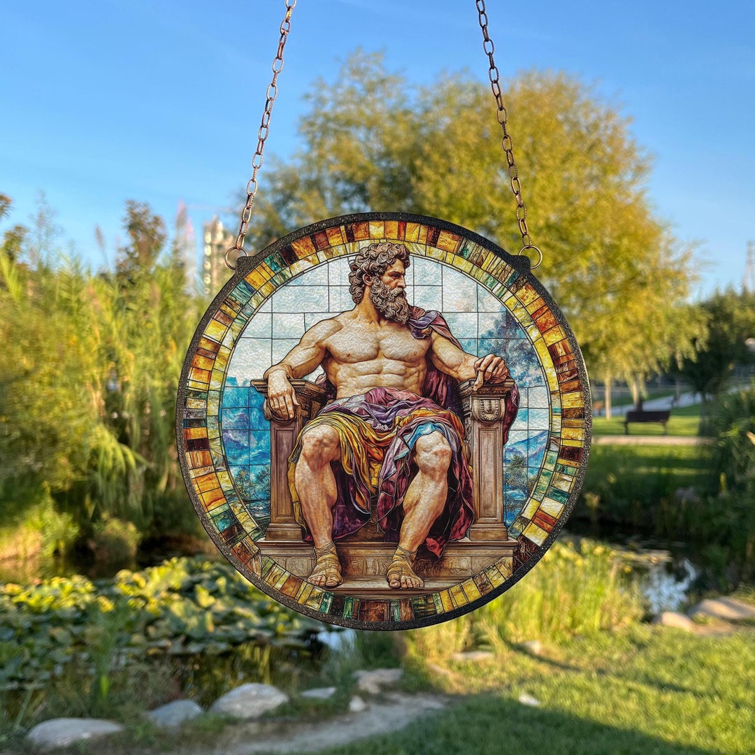 Statue of Zeus at Olympia Painted Stained Glass Suncatcher, Window ...