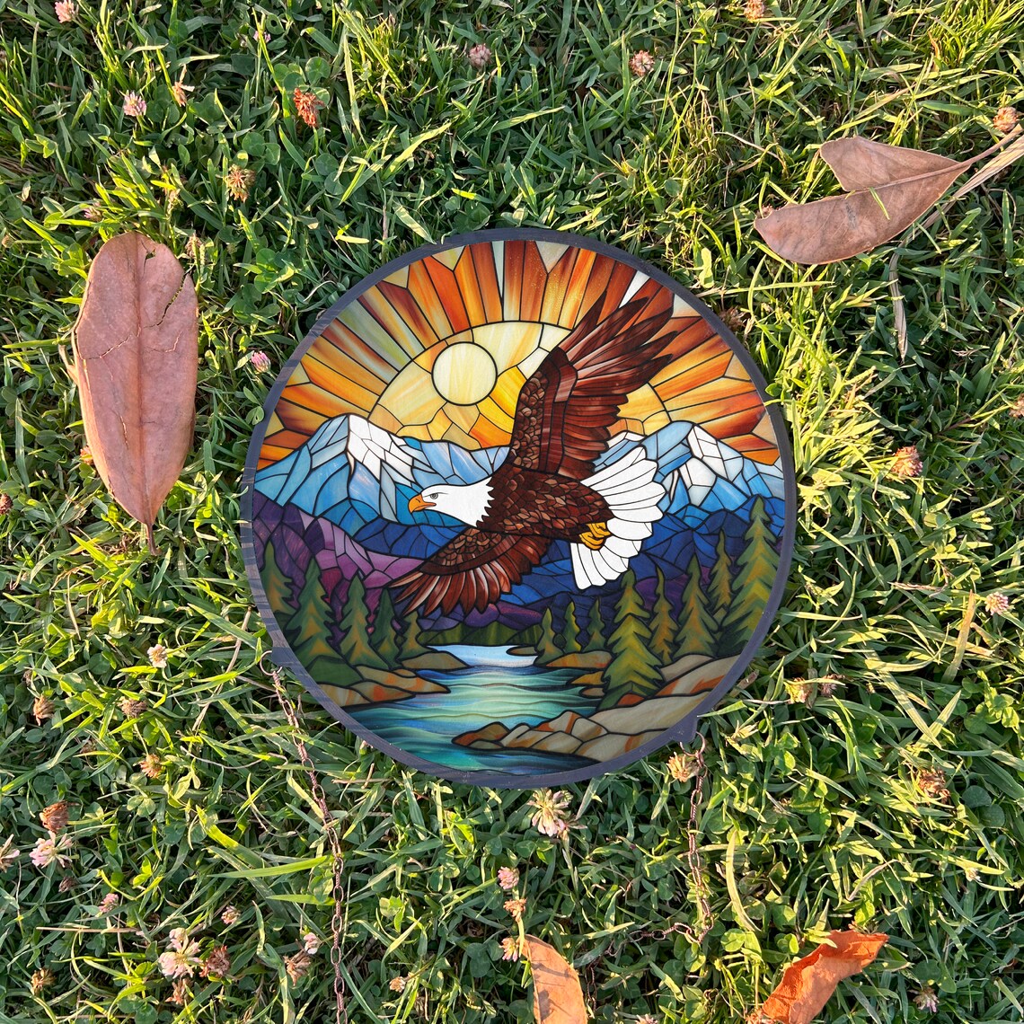 Bald Eagle Stained Glass Window Hanging, Sun Catcher Wall Art - Etsy