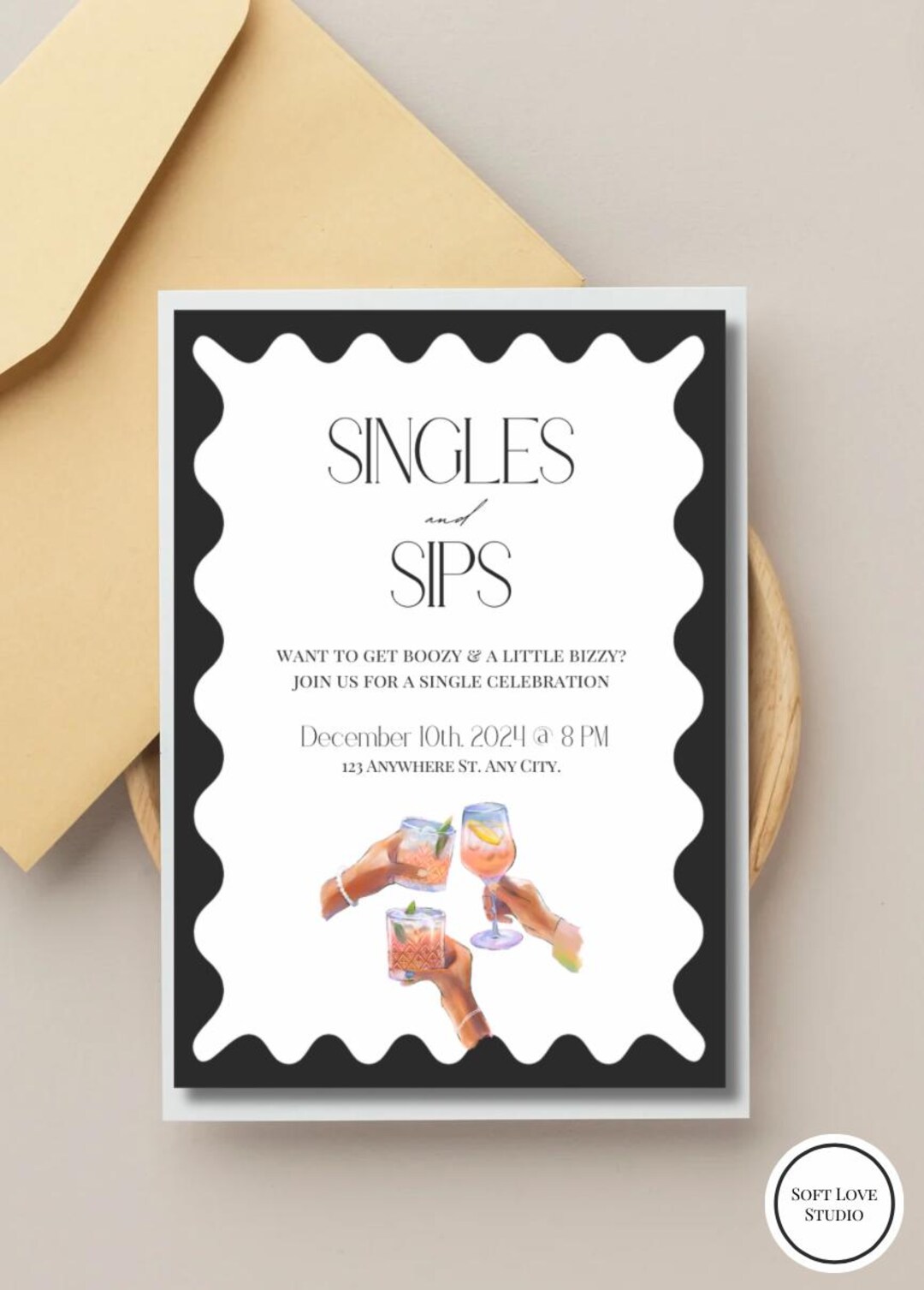 Party Invitation Template Dinner Party Singles & Mingles Boozy and Fun ...