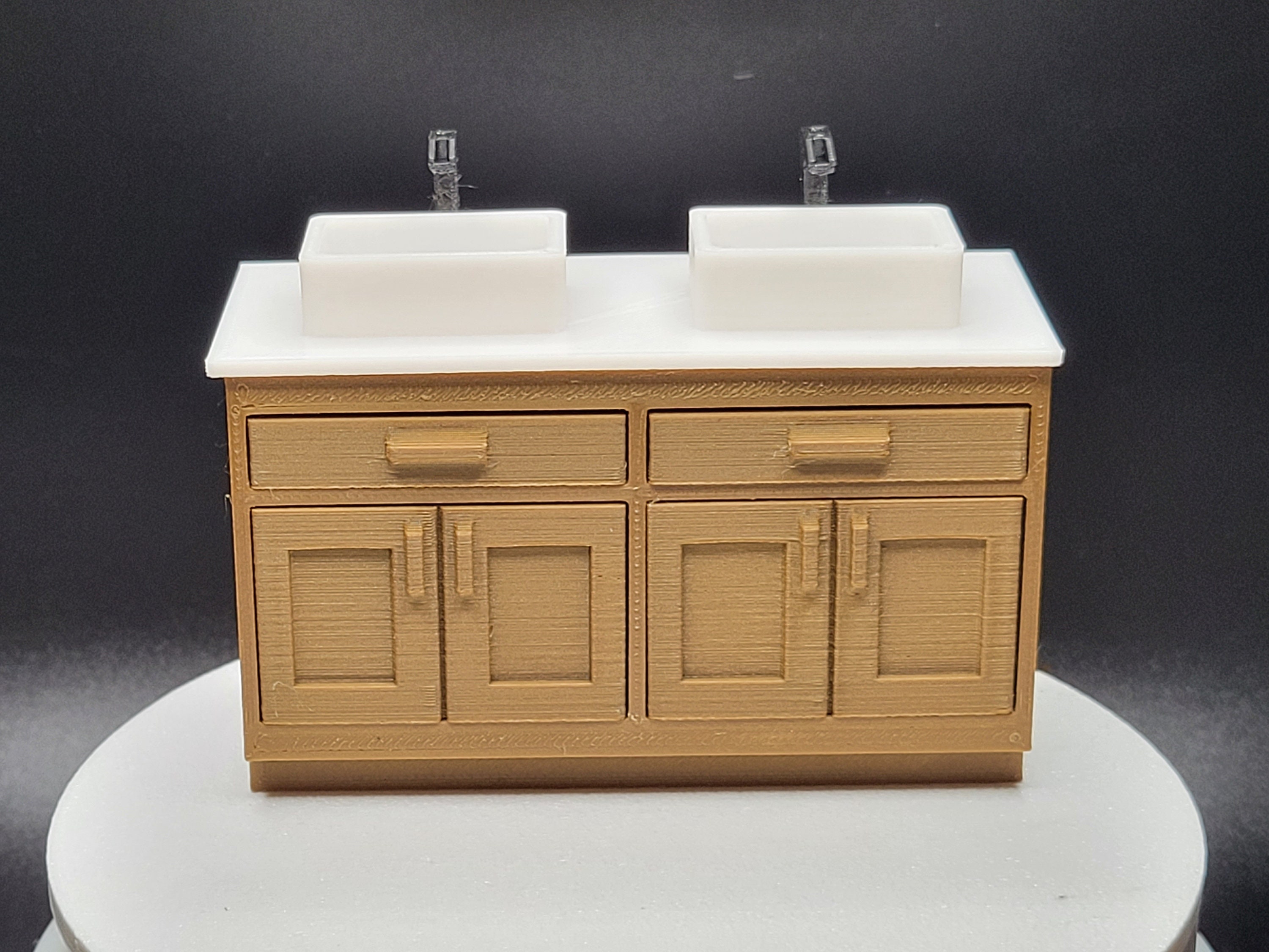 3D Model File (STL) for Miniature Bathroom Double Vanity (1:12 Scale ...