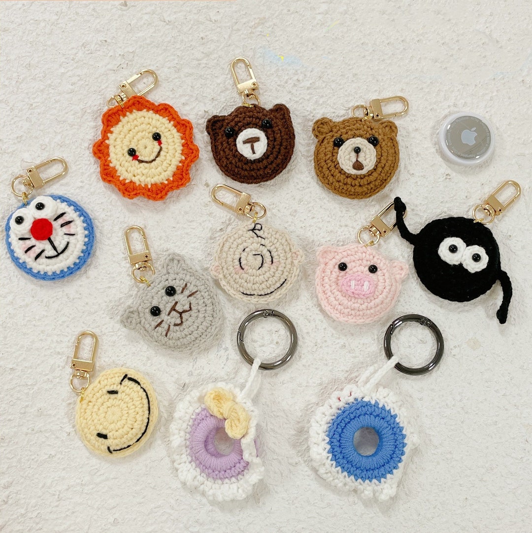 Crochet AirTag Holder Case Protector Keychain Hand-crocheted - Etsy