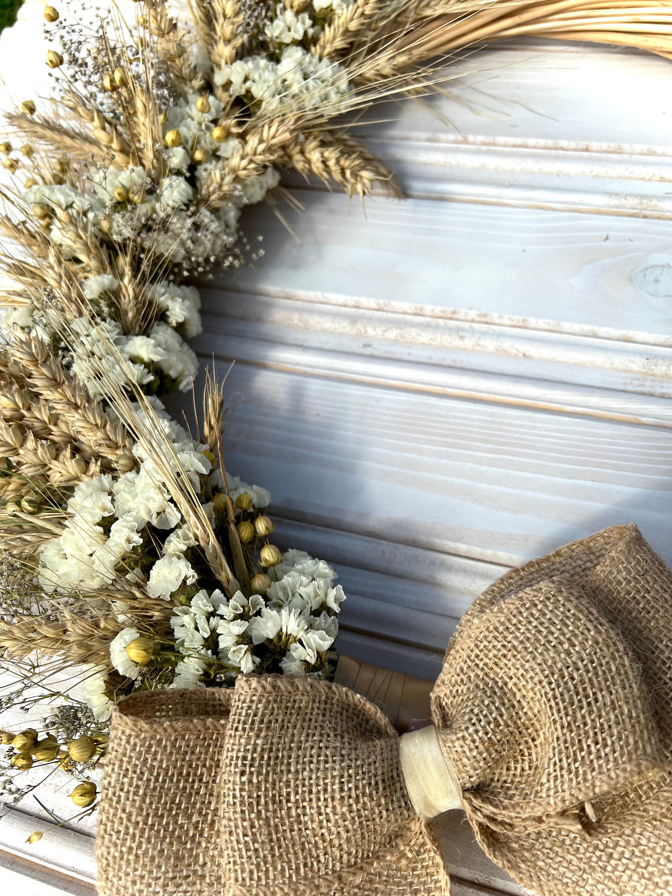 Natural Flower Wreath, Farmhouse Holiday Door Wreath, Autumn Decoration ...
