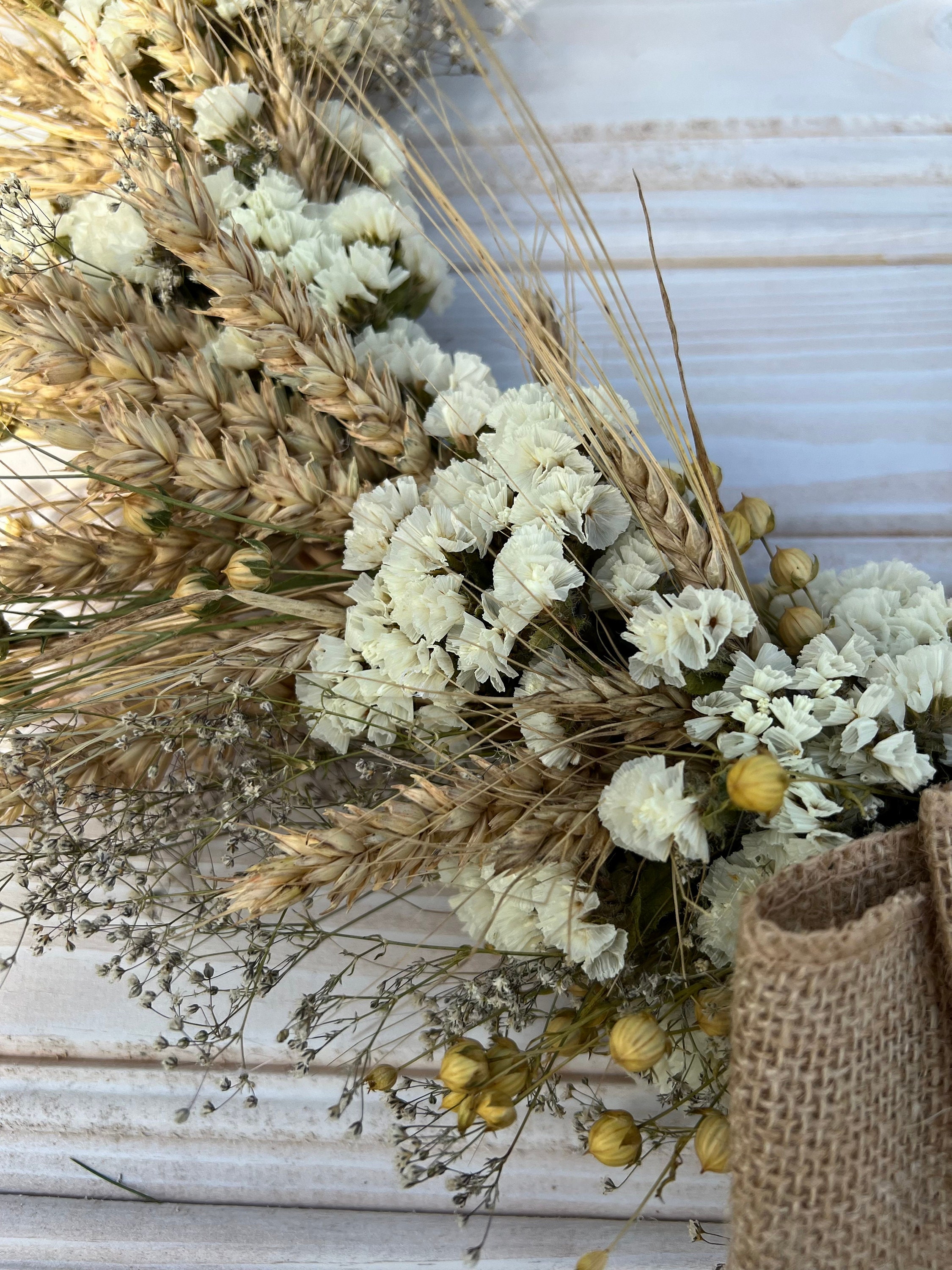 Natural Flower Wreath, Farmhouse Holiday Door Wreath, Autumn Decoration ...