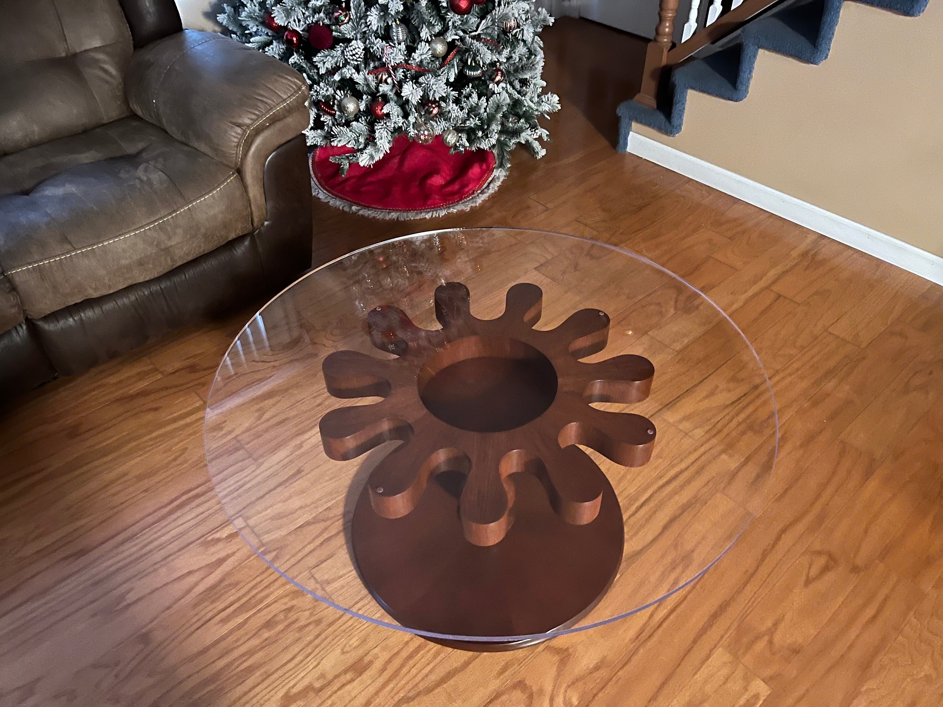 Wood Coffee Table With Circular Glass Top. Round Wood Coffee Table With ...