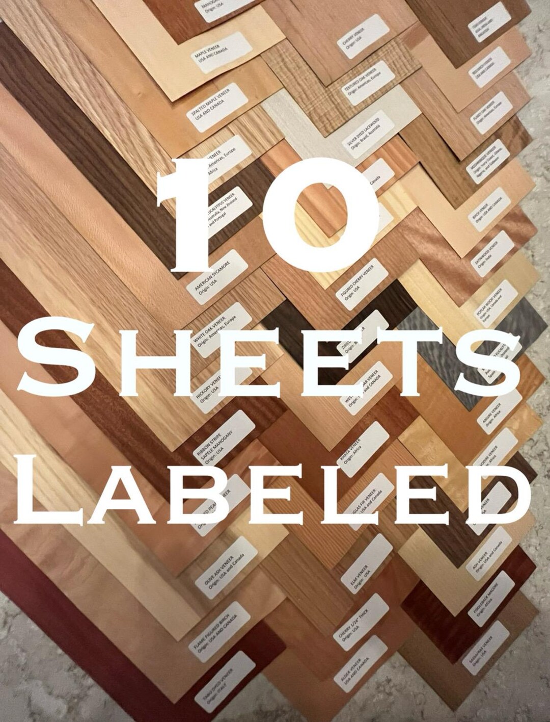 10 LABELED All Wood Veneer Sheets From Around the World. Includes 10 ...