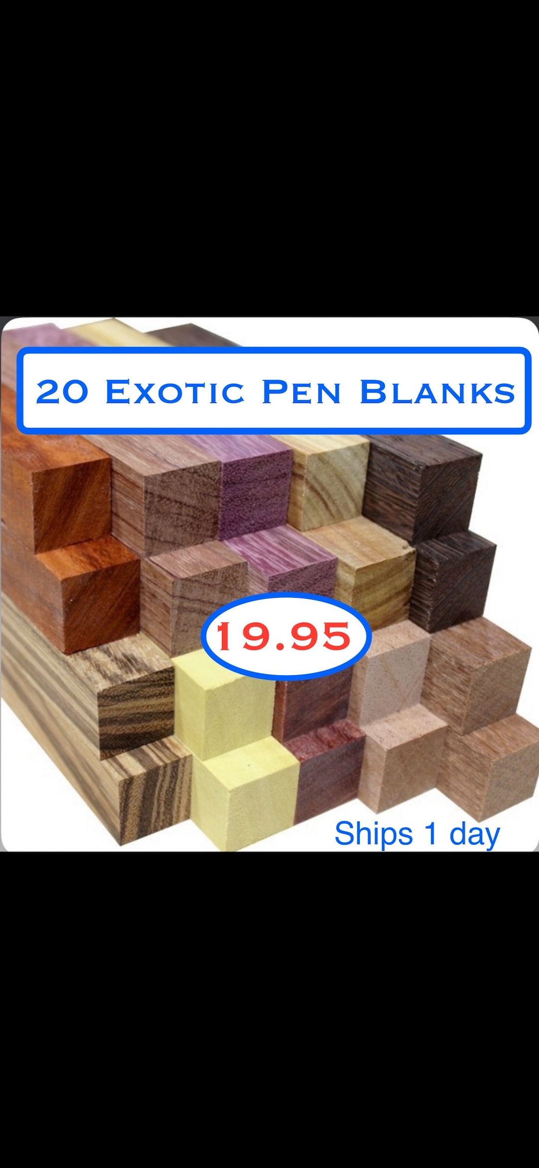 Exotic Pen Blanks Rosewood Padauk Purpleheart Yellowheart Bloodwood ...