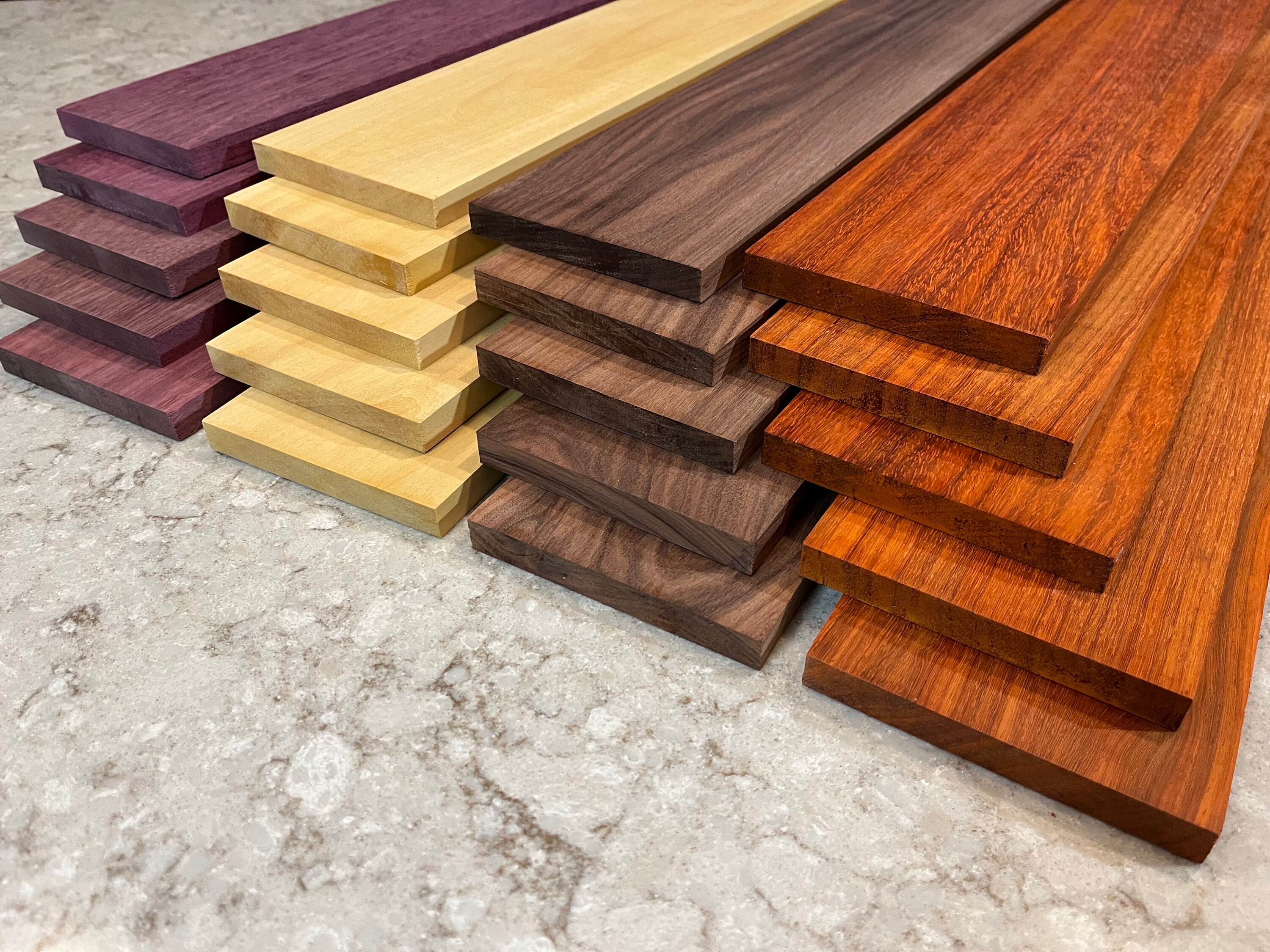 1/4”x4”x24” Exotic Rosewood Padauk Purpleheart Yellowheart Solid ...