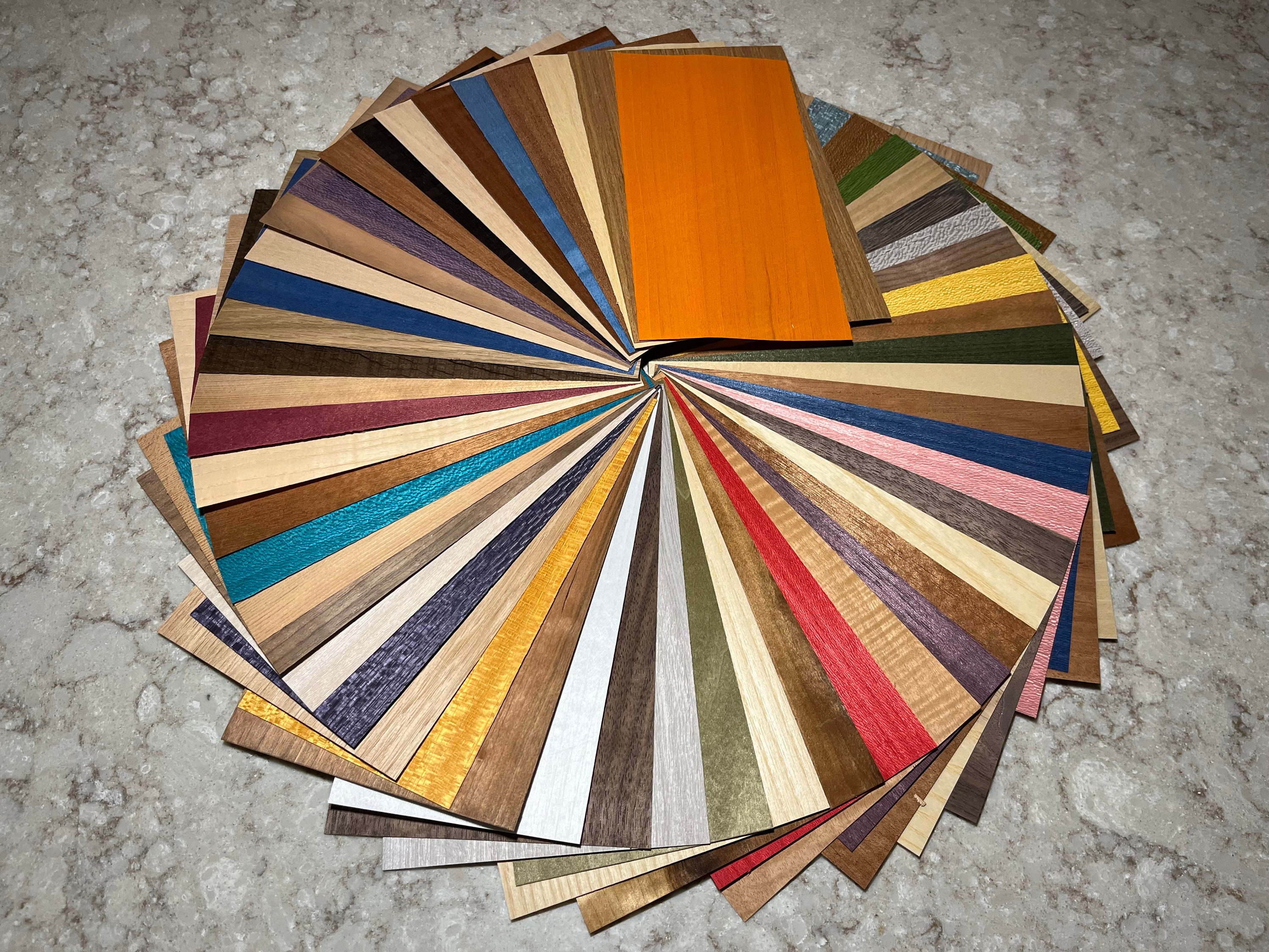 Domestic, Exotic and Dyed Wood Veneers. 55 Beautiful Sheets. Labeled ...