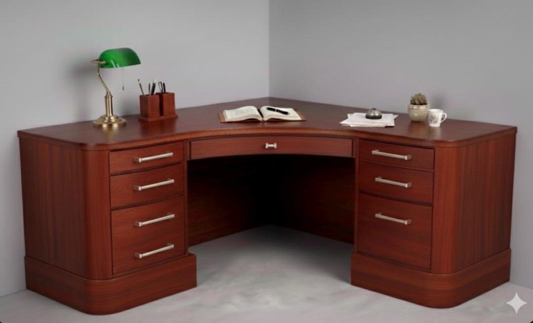 Curved or Standard Solid Wood Corner Desk With Drawers. Computer Desk ...