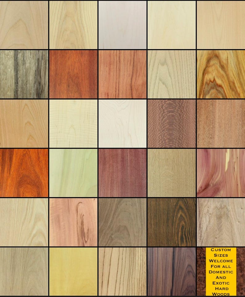 29 Species 1/2”x6”x6” Exotic and Domestic Solid Hardwoods and Softwoods ...