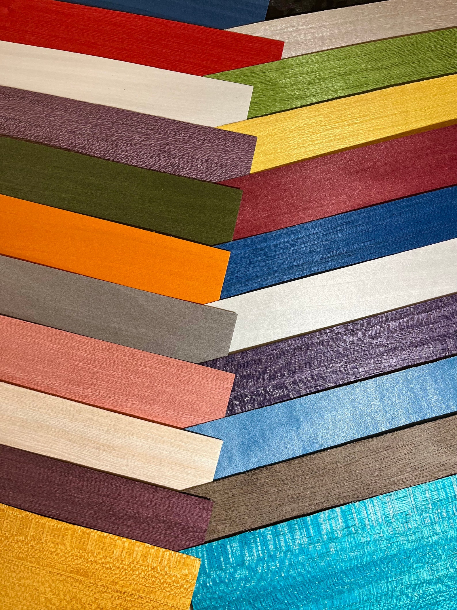 Dyed Wood Veneers. 12 Vibrant Extra Large Sheets 6” to 7.5” Wide by 12 ...