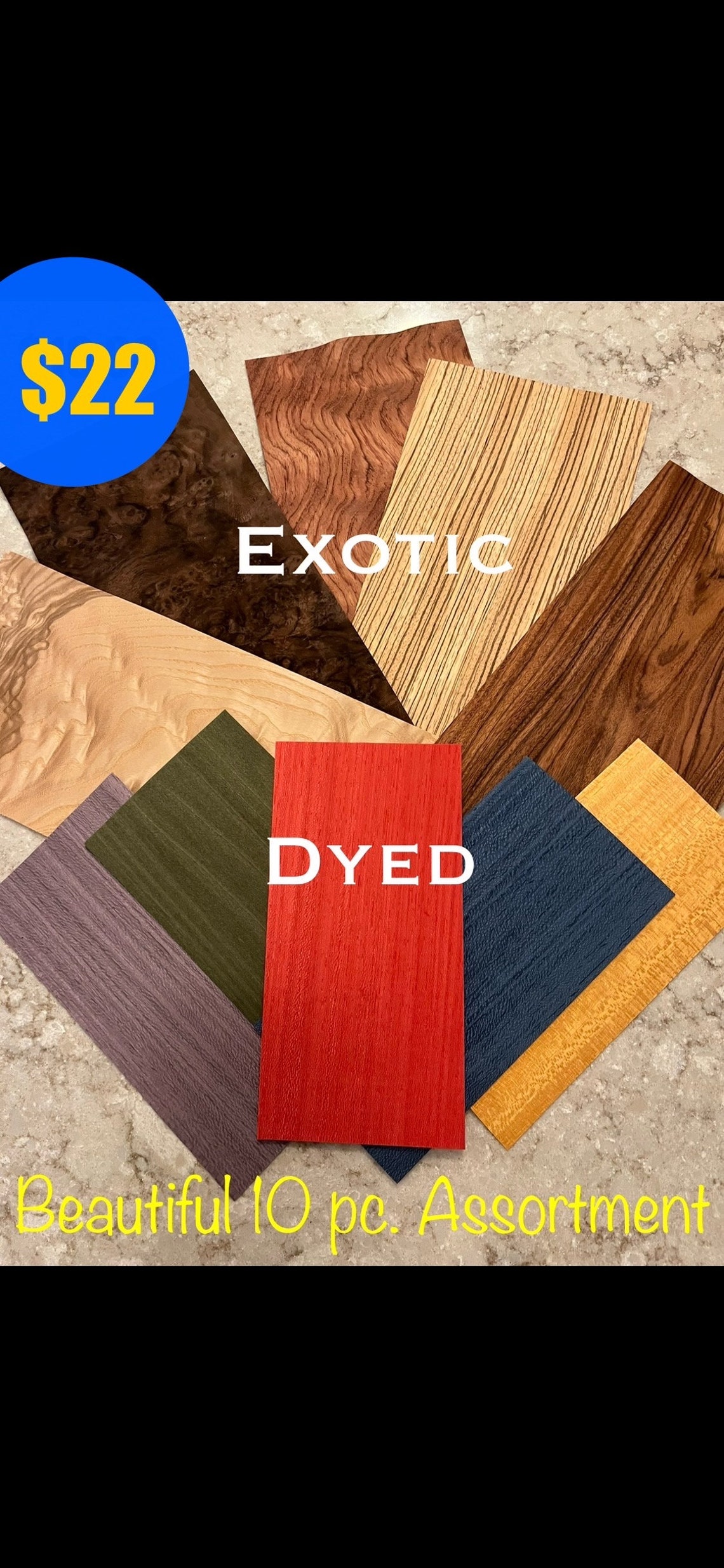 Dyed and Exotic Premium Wood Veneers. 10 Exquisite Sheets. Highest ...