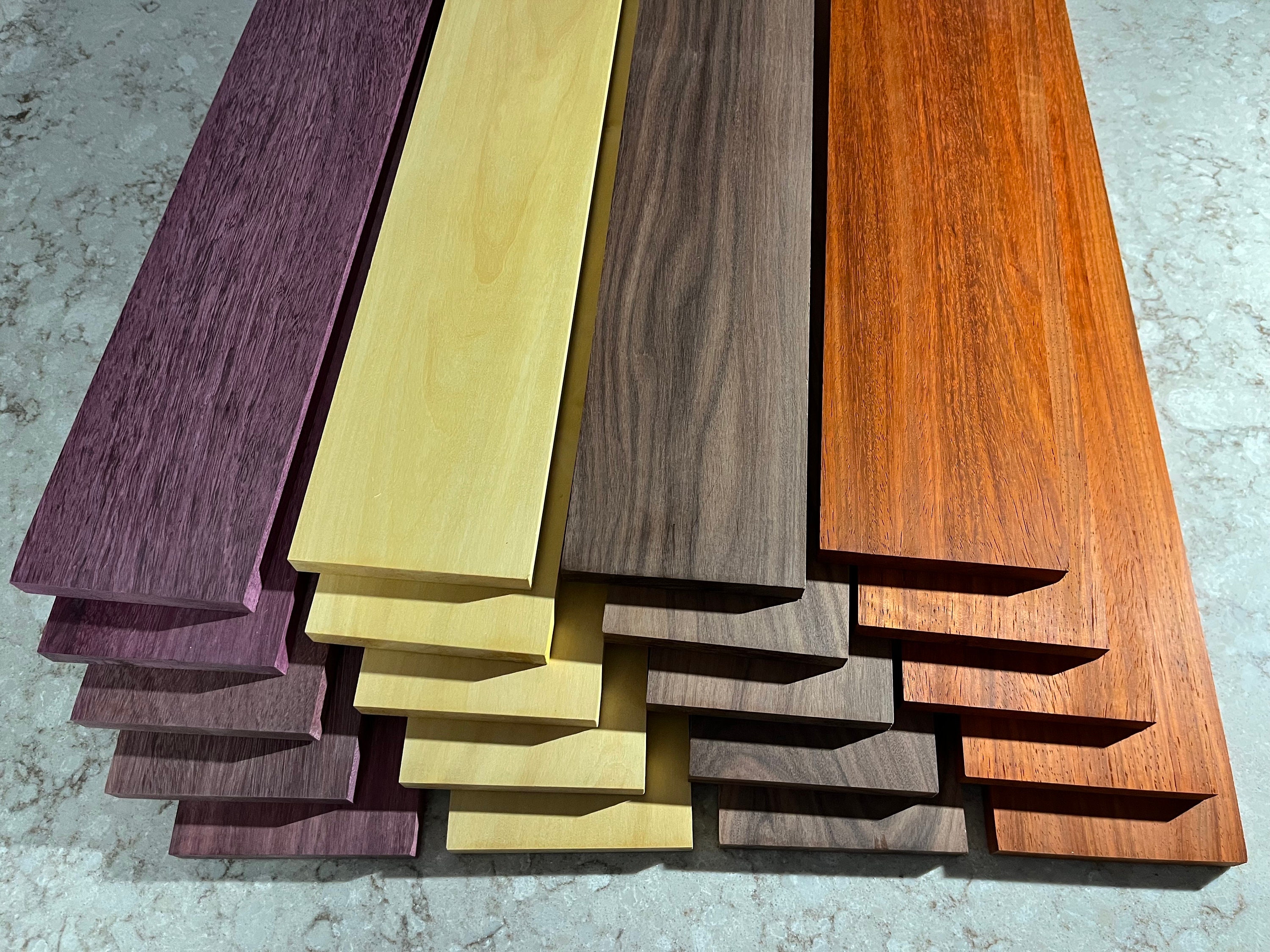 1/4x4x24 Exotic Rosewood Padauk Purpleheart Yellowheart Solid Hardwoods ...
