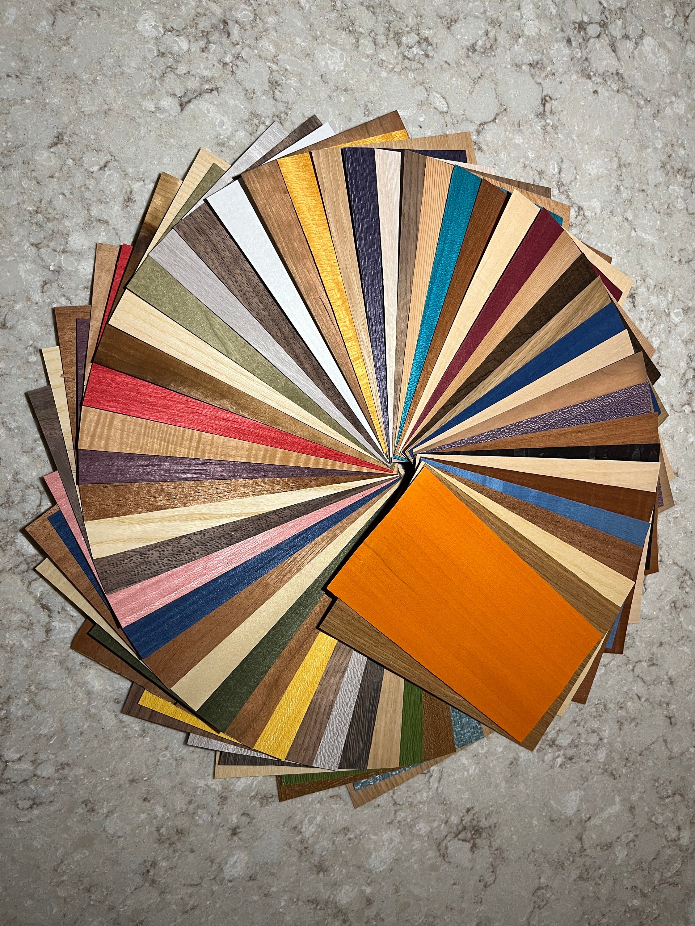 Domestic, Exotic and Dyed Wood Veneers. 55 Beautiful Sheets. Labeled ...