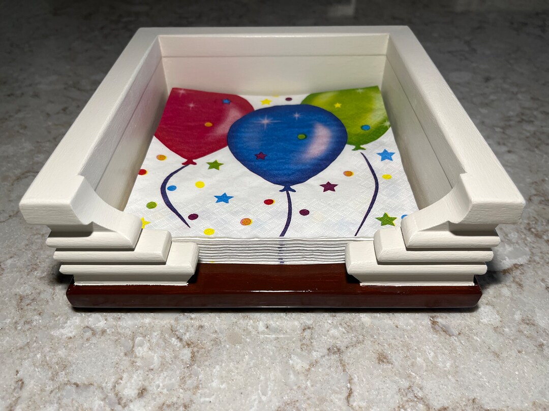 Solid Wood Napkin Holder With Waterfall Design. Customized Finish. - Etsy