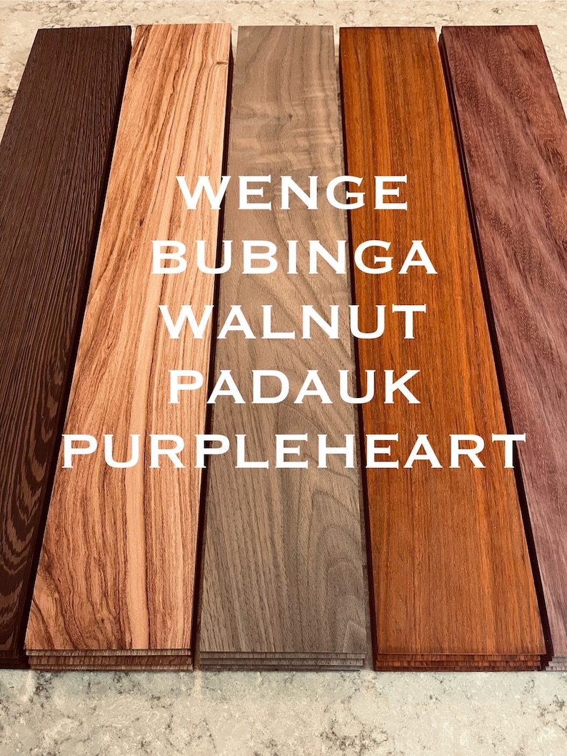 1/2”x4”x24” Premium Padauk, Purpleheart, Wenge, Walnut, Bubinga, Laser ...