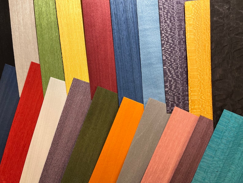 Dyed Wood Veneers. 6 Vibrant Extra Large Sheets 7.5 Wide by 12 Long ...