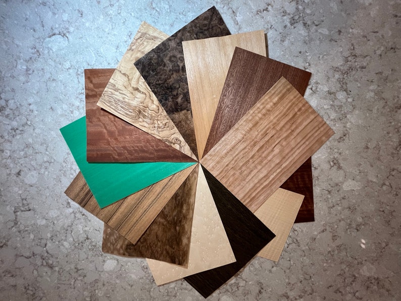 Domestic, Exotic and Dyed All Wood Veneer Sheets. Each Pack Contains 12 ...