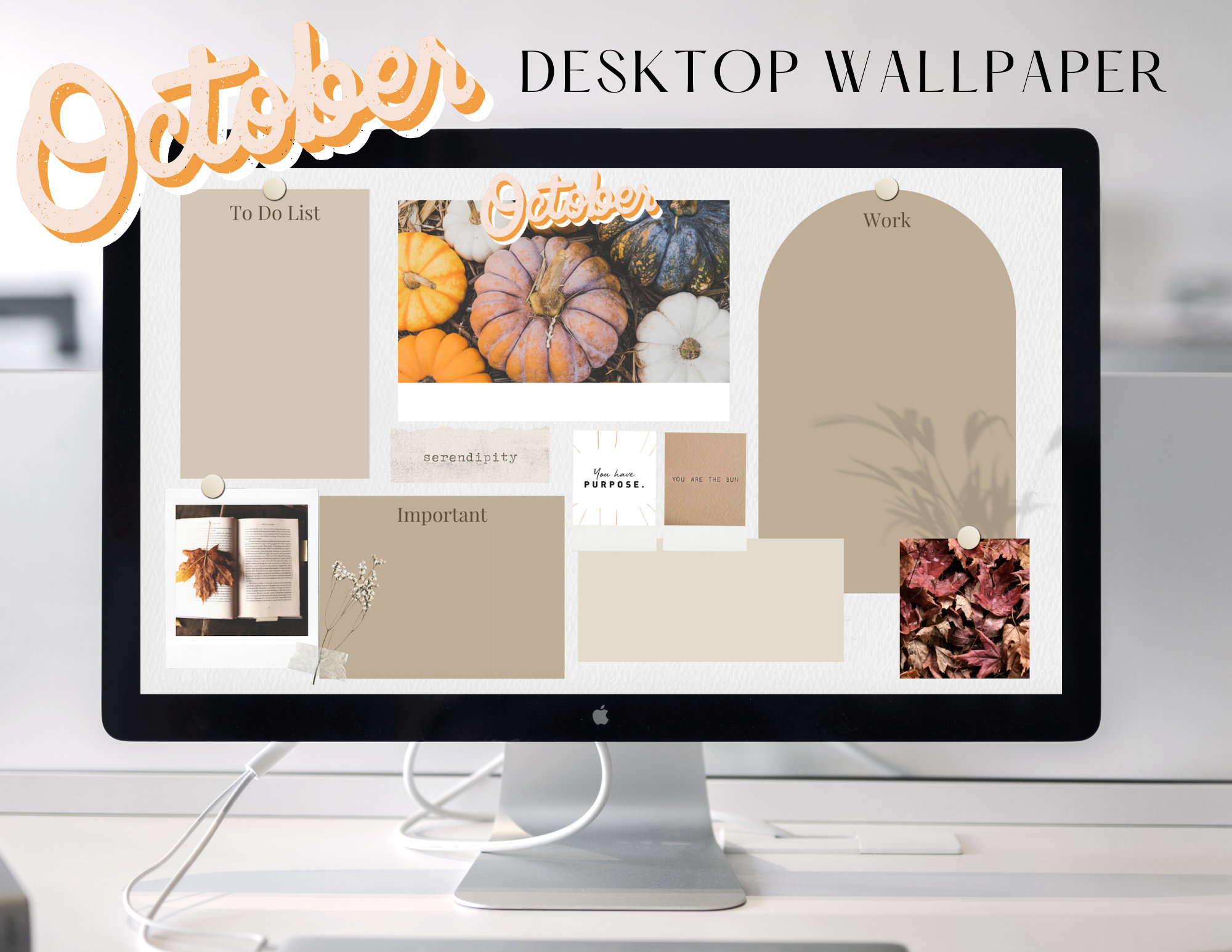 October/fall Desktop Wallpaper | Digital Download | With Organizational ...