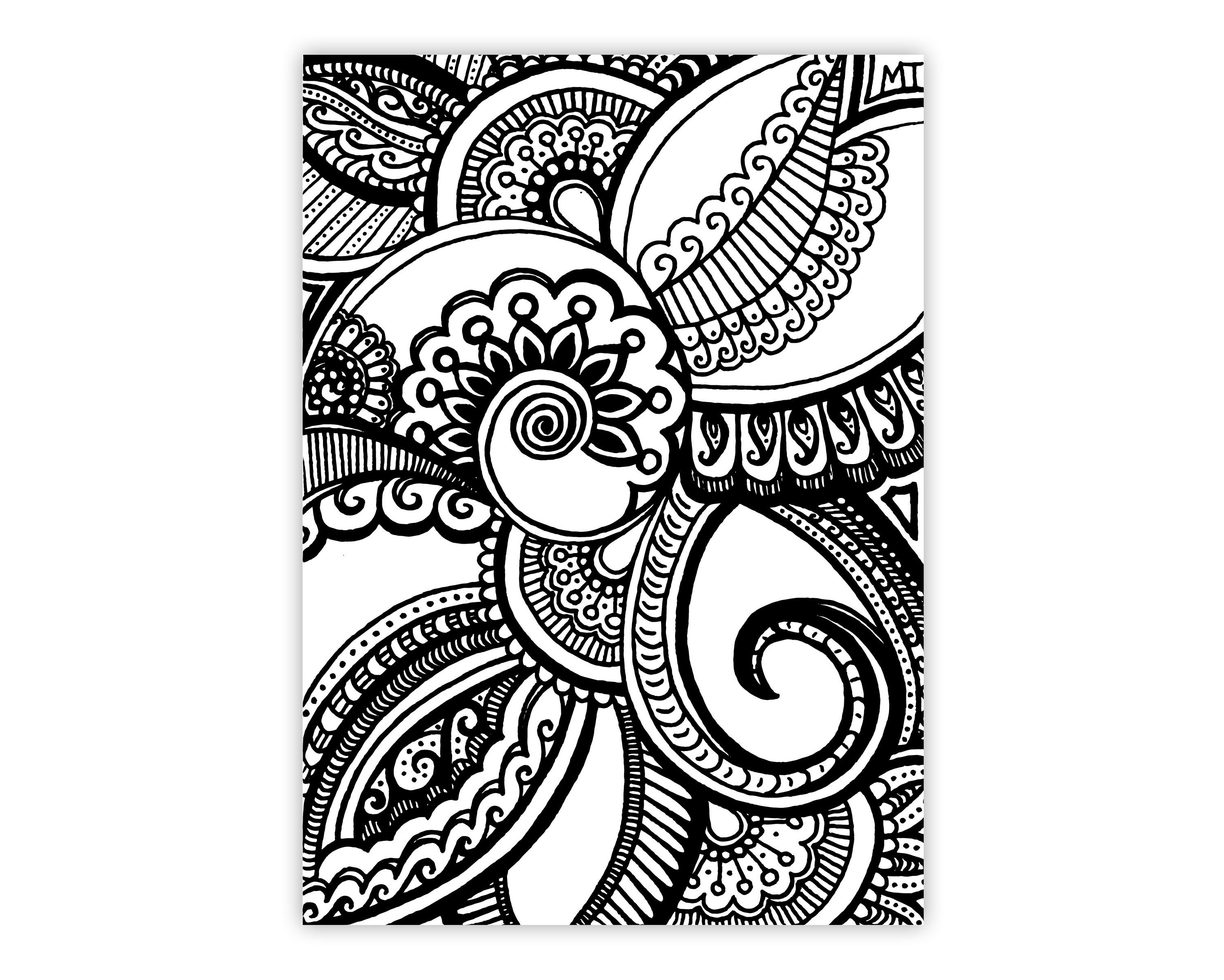 Zentangle Pen and Ink Drawing Original Henna Artwork Abstract Paisley ...