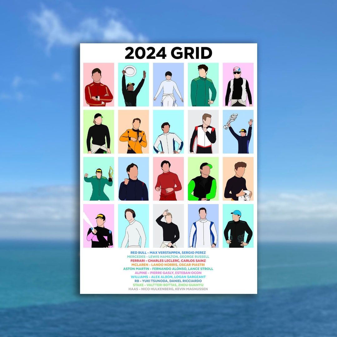 Formula 1 2024 Grid Print Grand Prix Digital Art Illustration Print ...
