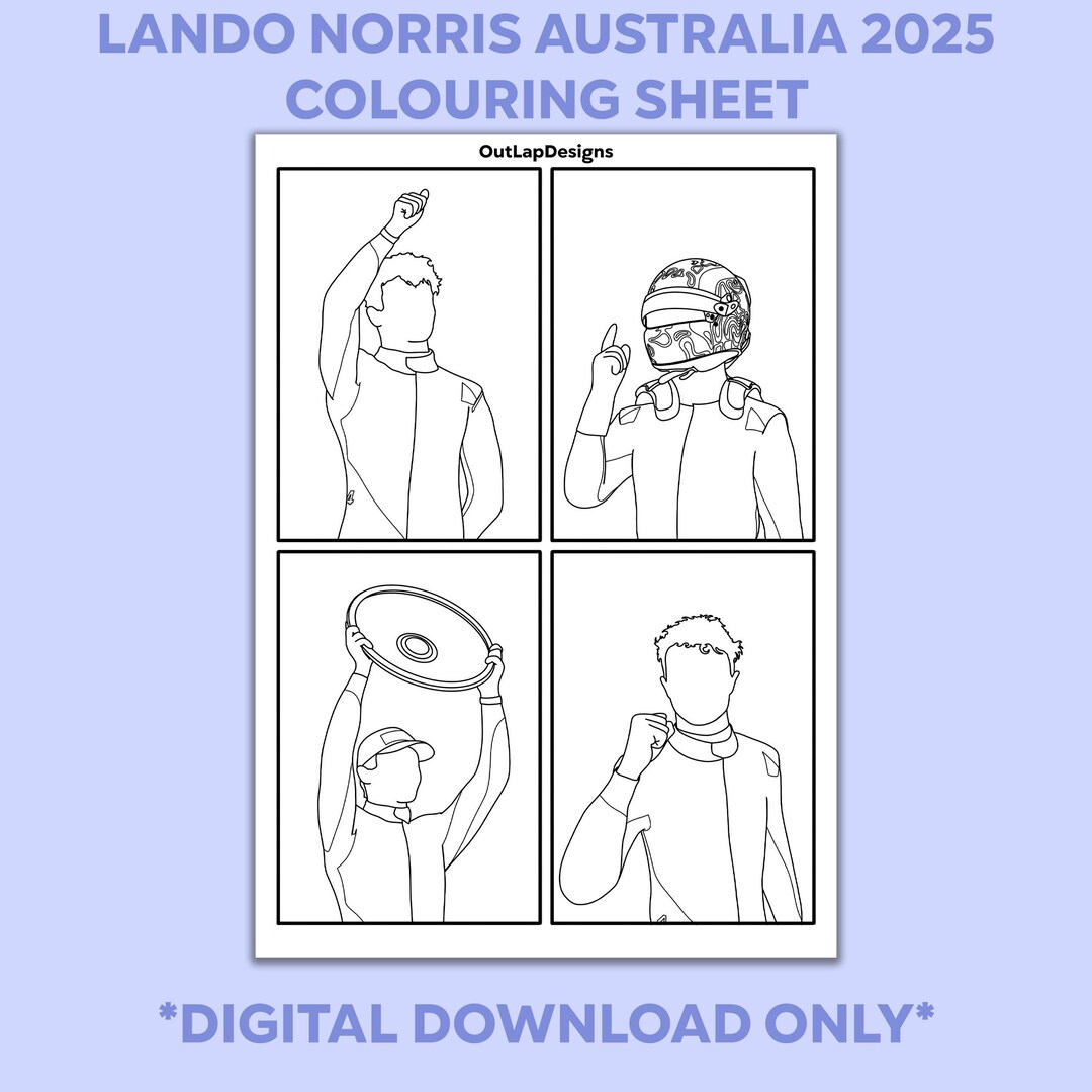Lando Norris Australia 2025 Race Win Colouring Sheet - Digital Download ...