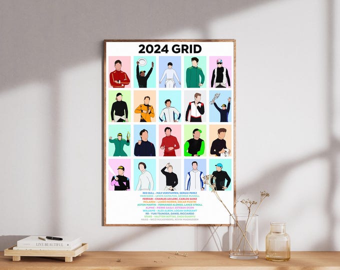 Formula 1 2024 Grid Print | Grand Prix Digital Art Illustration Print ...