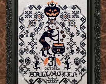 Twin Peak Primitives / Halloween Cat / Cross Stitch Chart / Counted ...